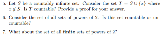 Solved 5. Let S be a countably infinite set. Consider the | Chegg.com