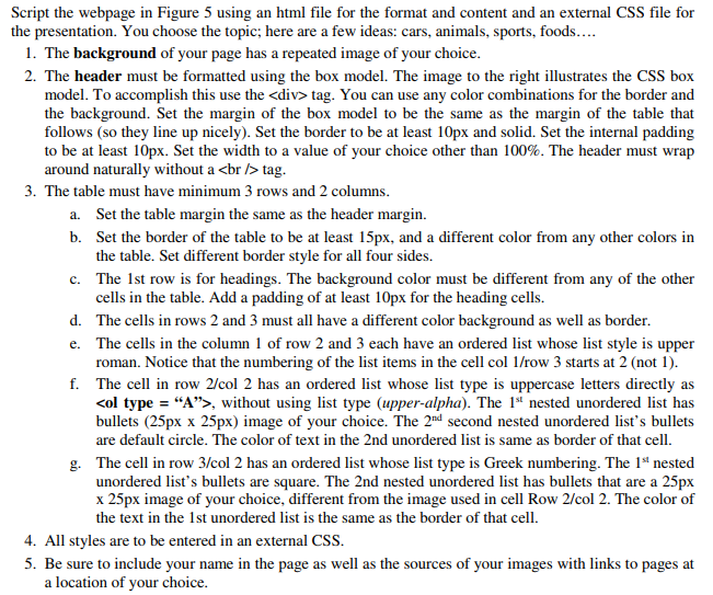 Solved Script the webpage in Figure 5 using an html file for | Chegg.com