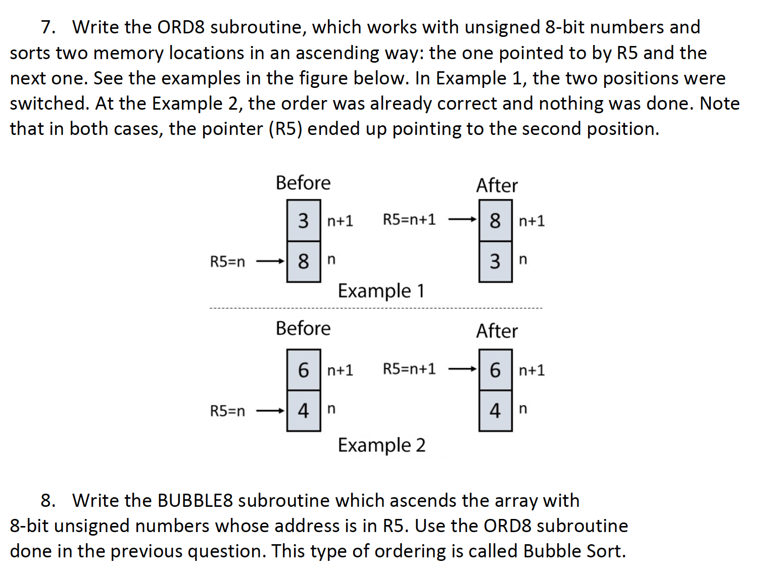 Solved 7. Write the ORD8 subroutine, which works with | Chegg.com