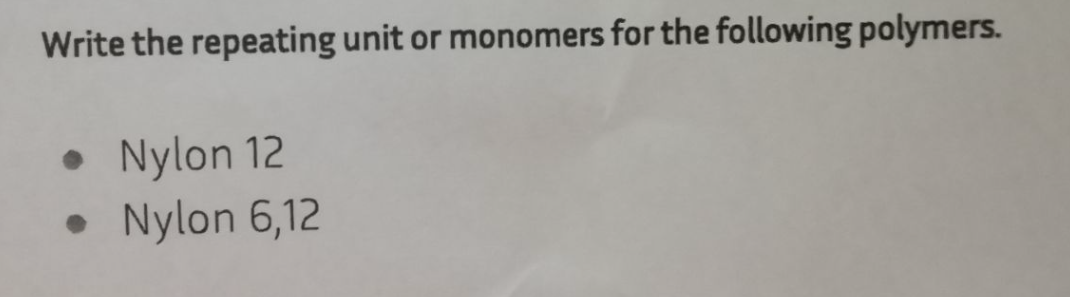 Write the repeating unit or monomers for the | Chegg.com