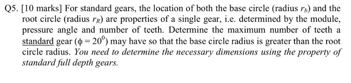 Solved For standard gears, the location of both the base | Chegg.com