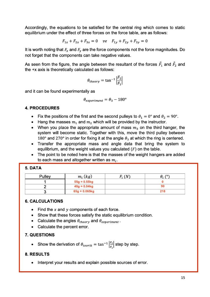 Solved Force Table Experiment I Would Like To Know How To Chegg