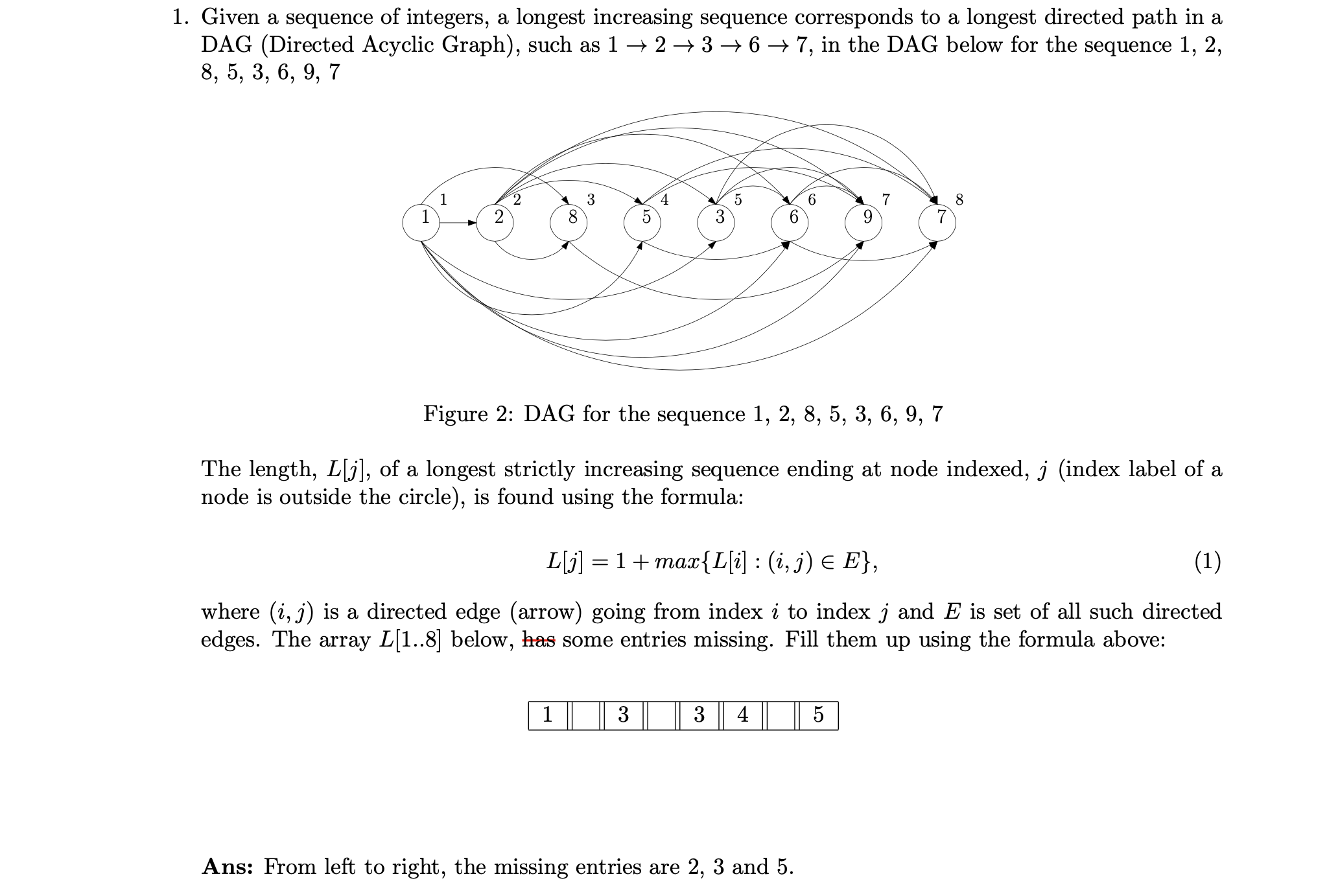 Solved 1 Given A Sequence Of Integers A Longest Increasing 