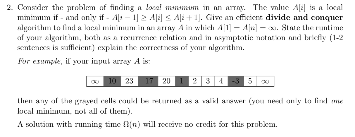 Solved 2 Consider The Problem Of Finding A Local Minimum In