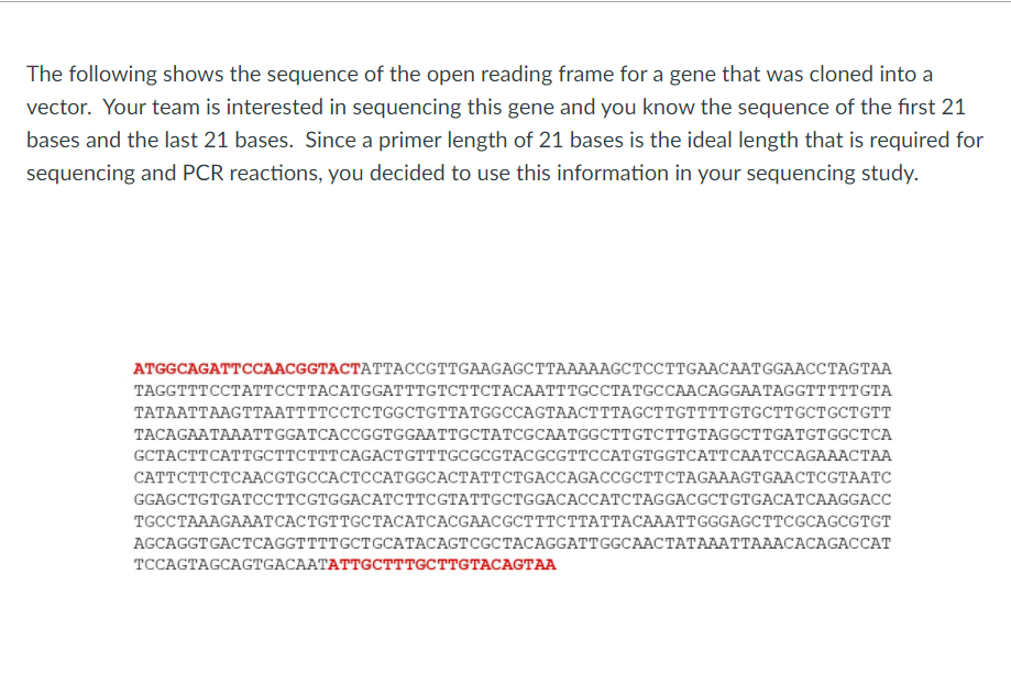Solved The following shows the sequence of the open reading | Chegg.com