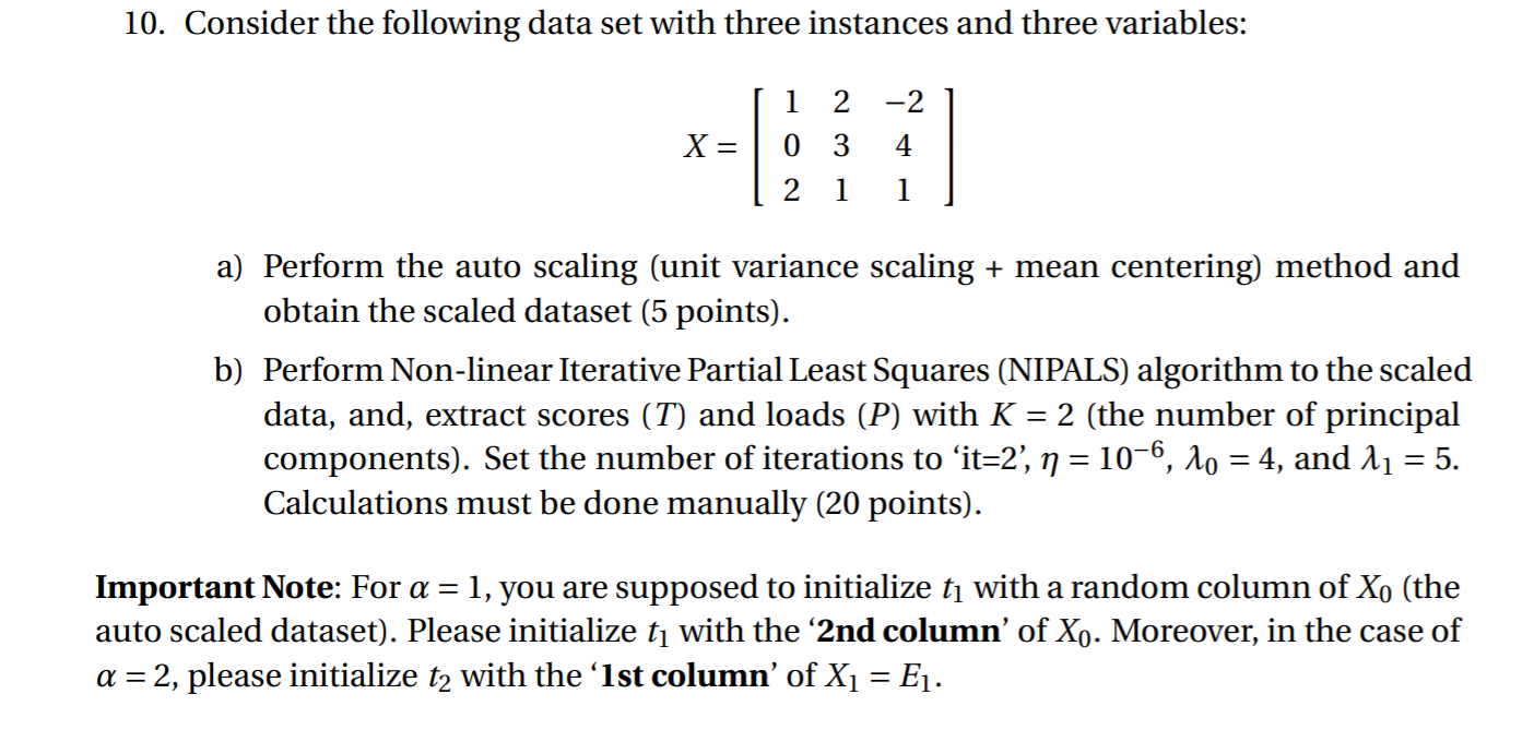 Solved 10. Consider the following data set with three | Chegg.com