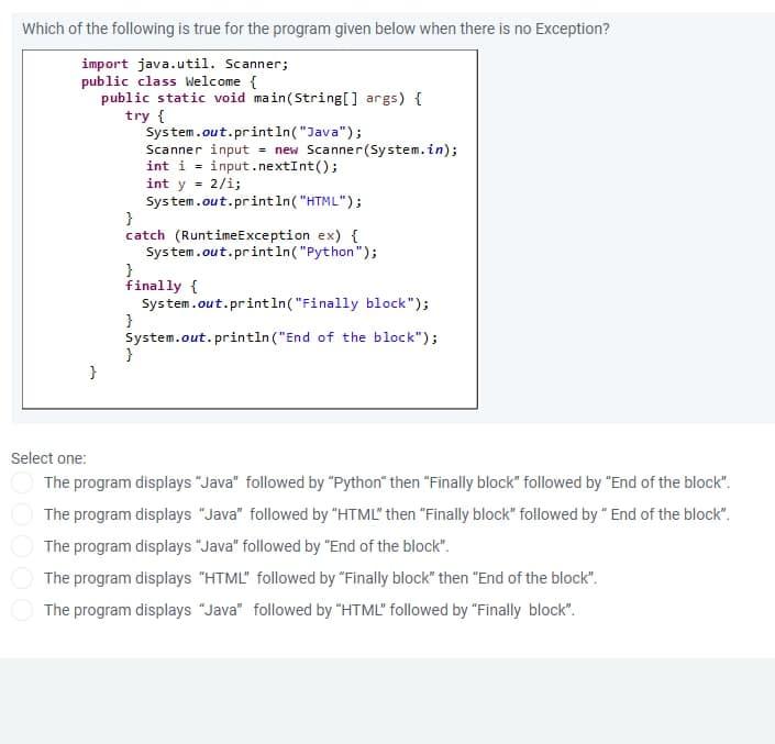 Solved Which of the following is true for the program given | Chegg.com