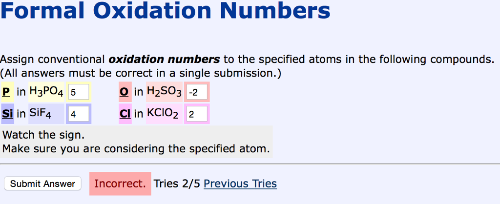 Solved Formal Oxidation Numbers Assign conventional | Chegg.com