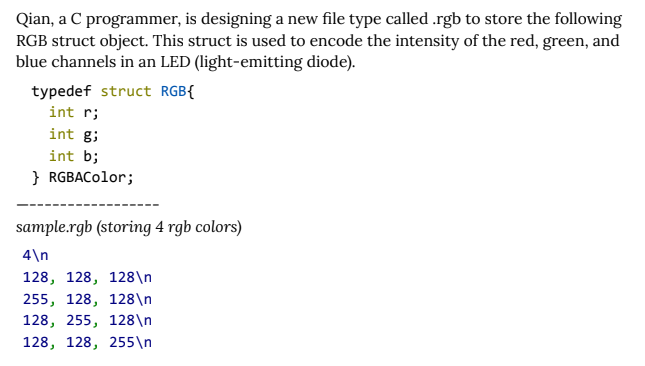 Qian, a C programmer, is designing a new file type | Chegg.com