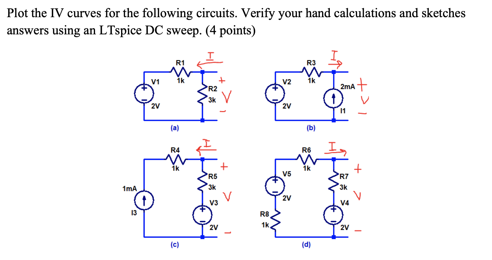Solved Plot the IV curves for the following circuits. Verify | Chegg.com