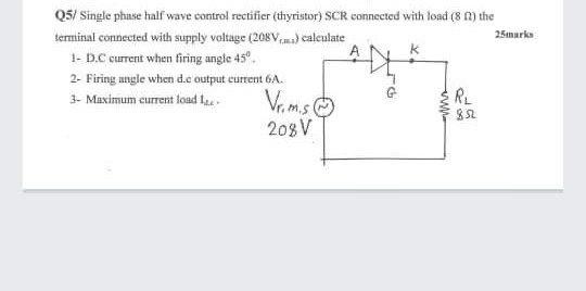 Solved 25/ Single phase half wave control rectifier | Chegg.com