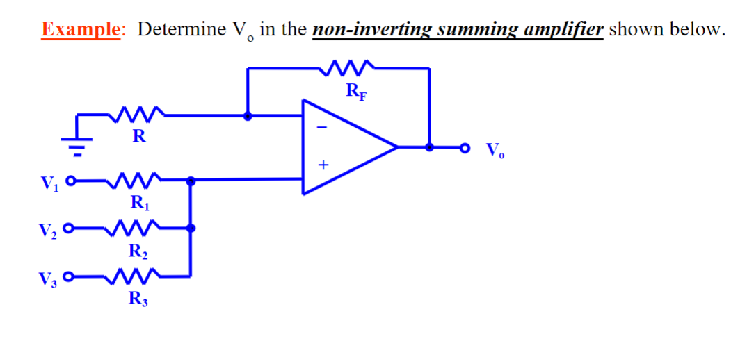 Solved Example: Determine Vo in the non-inverting summing | Chegg.com