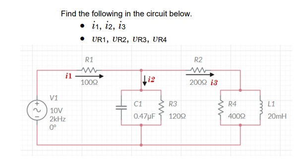 Solved Find the following in the circuit below. - i1,i2,i3 - | Chegg.com
