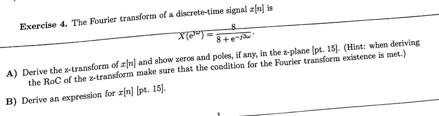 Solved Exercise 4. The Fourier transform of a discrete-time | Chegg.com