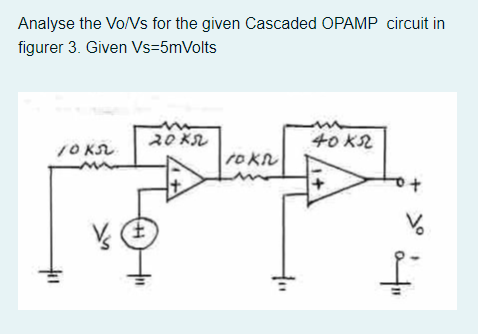 Solved Analyse the Vo/Vs for the given Cascaded OPAMP | Chegg.com
