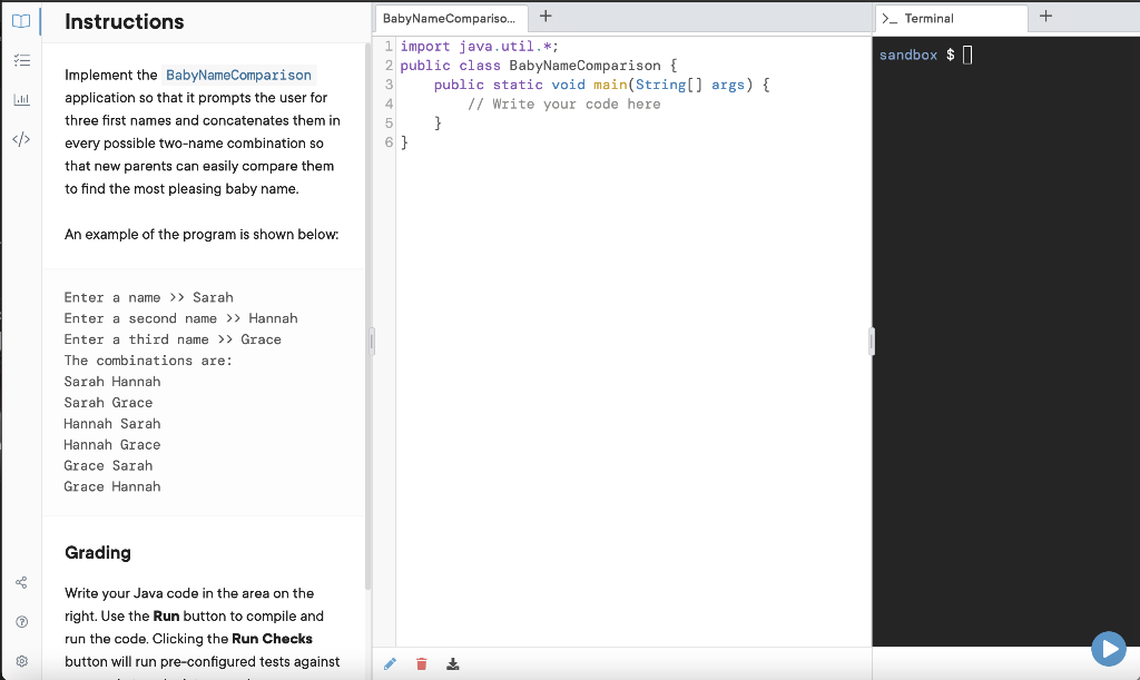 Solved M Instructions Terminal S Sandbox Implement 