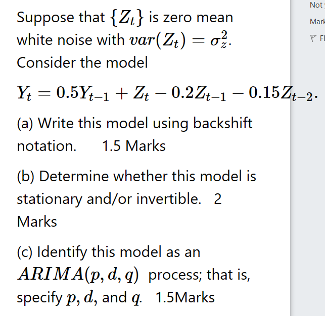 Solved Suppose that {Zt} is zero mean white noise with | Chegg.com