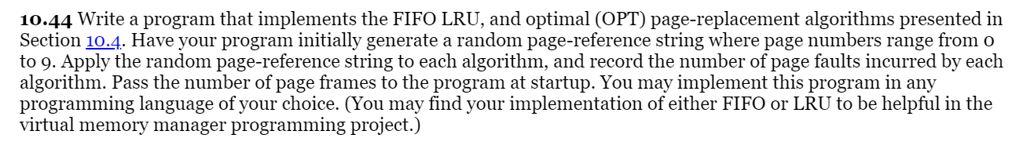 Solved 1044 Write A Program That Implements The Fifo Lru 1429