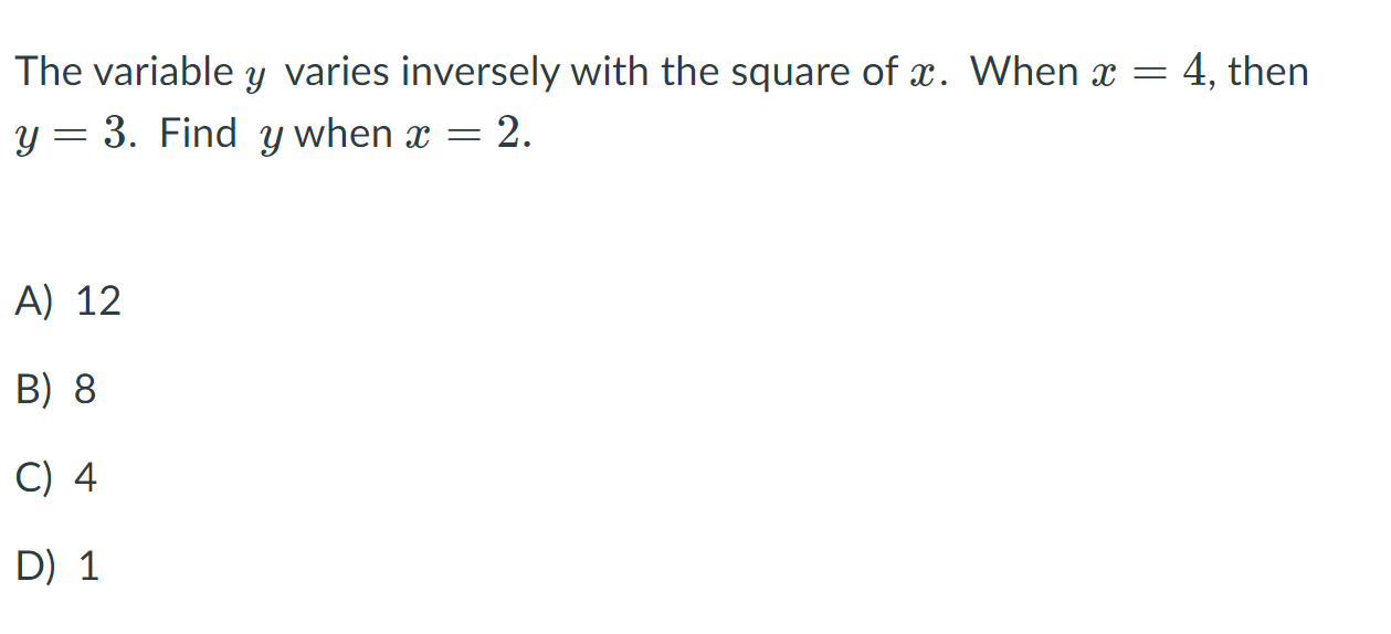 Solved The Variable Y Varies Inversely With The Cube Root Of