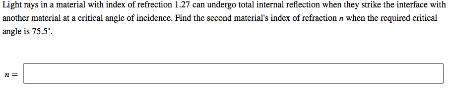 Solved Light rays in a material with index of refrection | Chegg.com