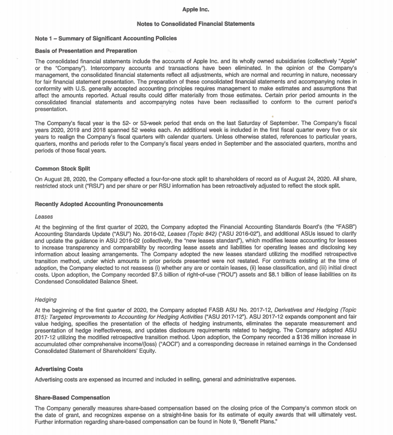 Solved Describe how Apple determines its fiscal year. Short | Chegg.com