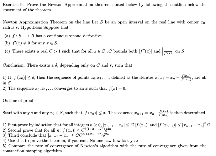 Exercise 9 Prove The Newton Approximation Theorem