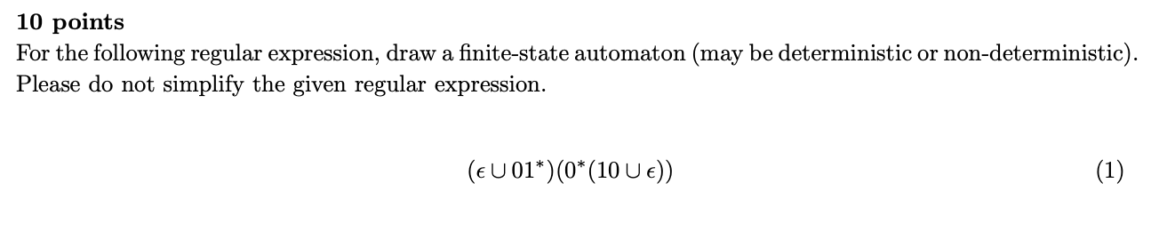 Solved 10 points For the following regular expression, draw | Chegg.com