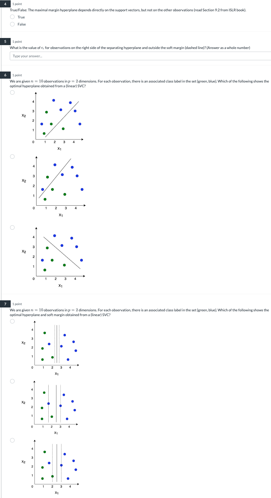Solved Q4: True/False: The maximal margin hyperplane depends | Chegg.com