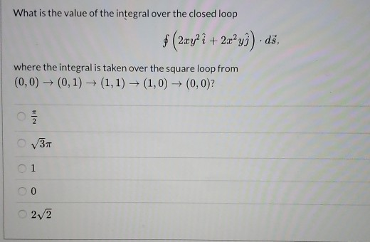 Solved What is the value of the integral over the closed | Chegg.com