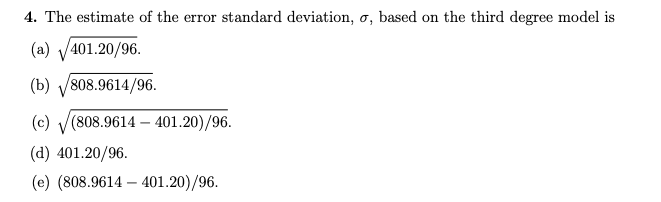 Solved Polynomial models of degree 1 to 6 were fit to a set | Chegg.com