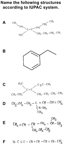 Solved Name the following structures according to IUPAC | Chegg.com