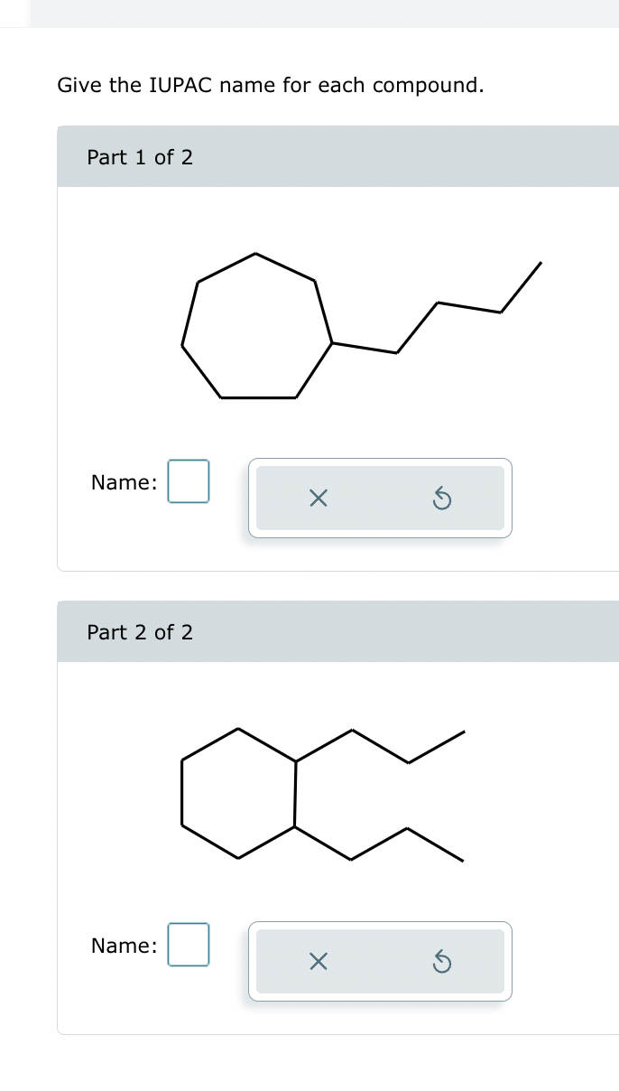 Give the IUPAC name for each compound.Part 1 ﻿of | Chegg.com