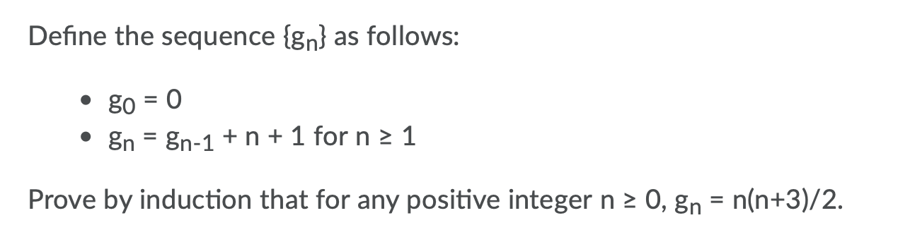 Solved Define the sequence {gn} as follows: 80 = 0 gn gn-1 | Chegg.com
