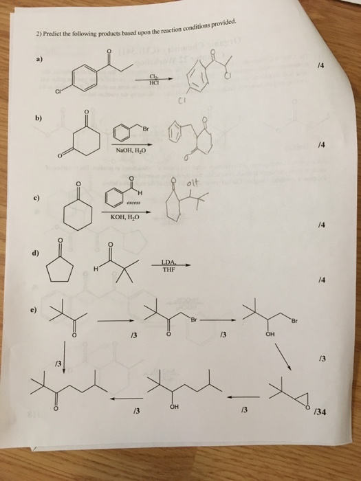 Solved Predict The Following Products Based Upon The