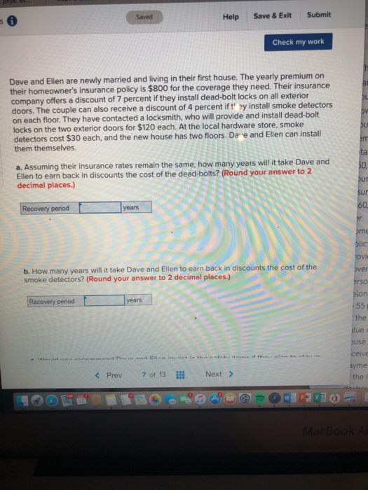 Solved Saved Help Save & Exit Submit Check my work Dave and | Chegg.com