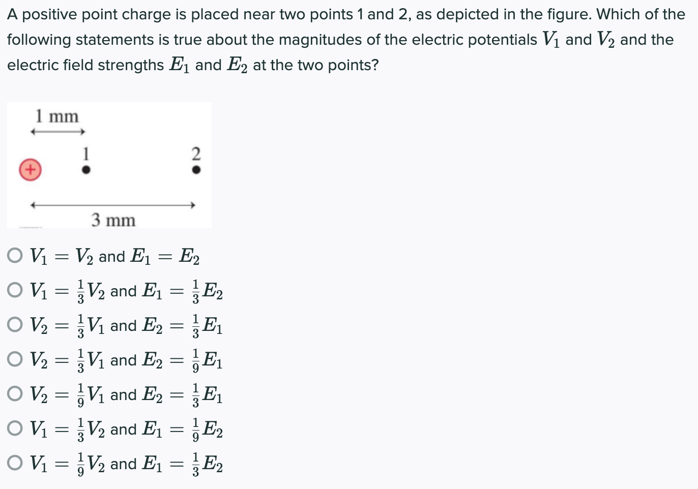 Solved A positive point charge is placed near two points 1 | Chegg.com