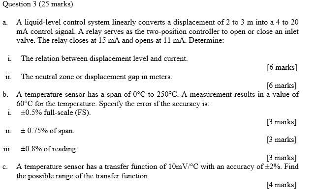 Question 3 (25 marks) A liquid-level control system | Chegg.com