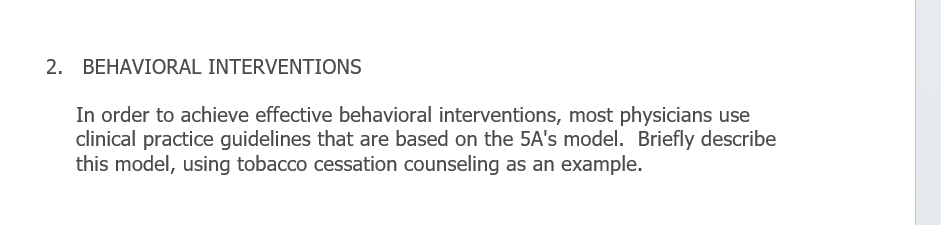 Solved BEHAVIORAL INTERVENTIONSIn order to achieve effective | Chegg.com