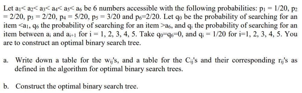 Let a a6, and qi the probability of searching for an | Chegg.com