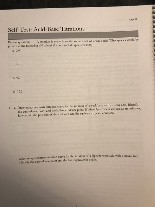 Solved Unit 11 Self Test: Acid-Base Titrations Review | Chegg.com