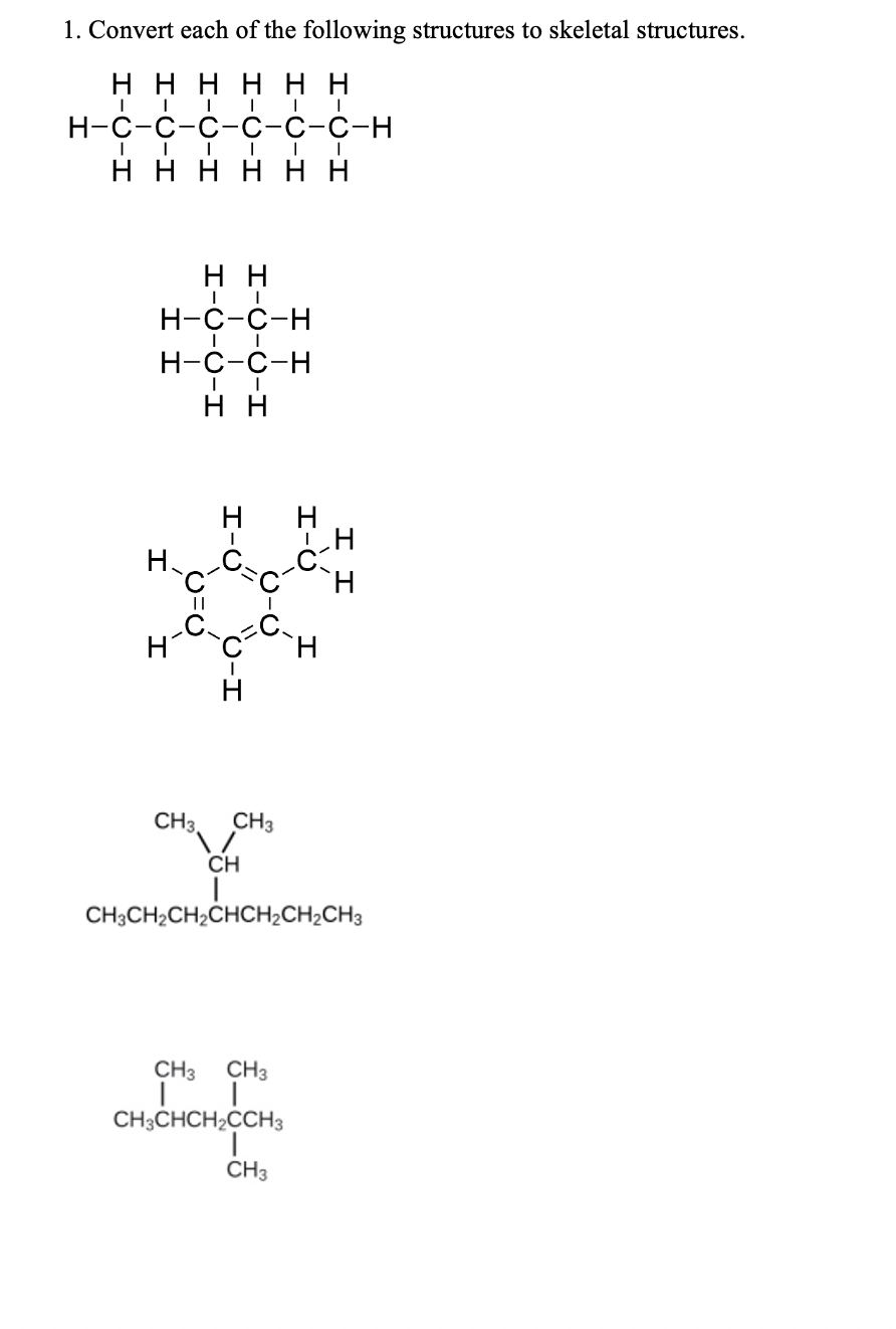Solved 1. Convert each of the following structures to | Chegg.com