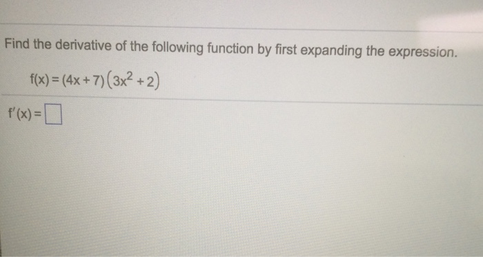 Solved Find the derivative of the following function by | Chegg.com