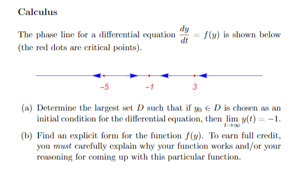 Solved Calculus The phase line for a ) shw elo f(y) is shown | Chegg.com