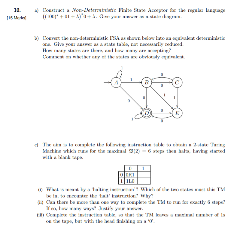 Solved Non-Deterministic Finite State Acceptor for the | Chegg.com