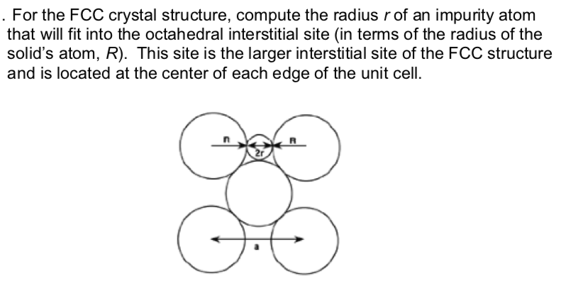 Solved For the FCC crystal structure, compute the radius r | Chegg.com