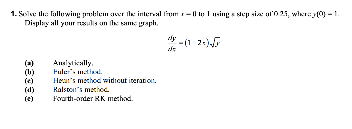 Solved 1 Solve The Following Problem Over The Interval From