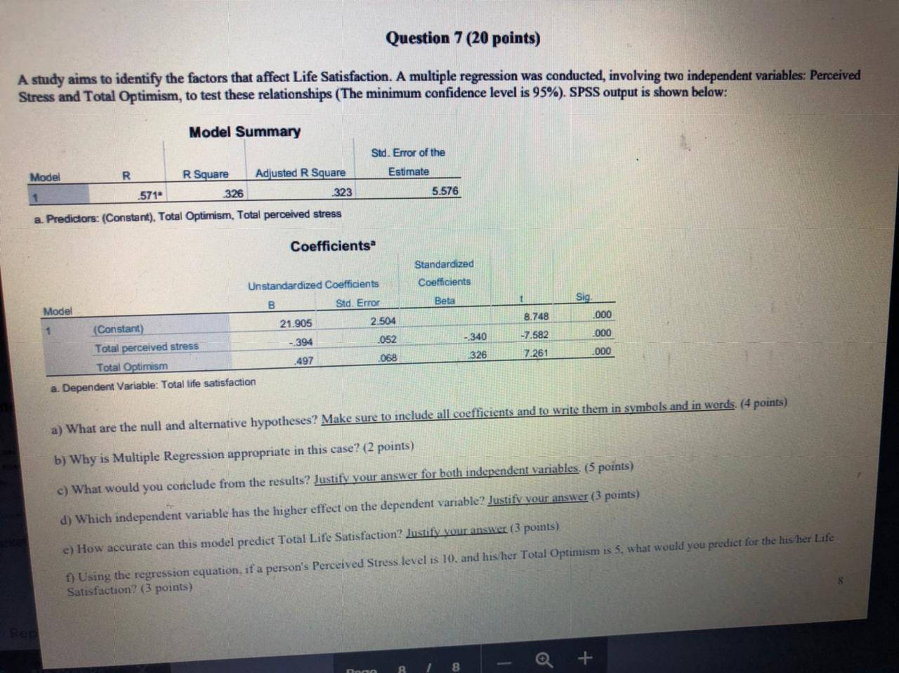 Solved Question 7 (20 points) A study aims to identify the | Chegg.com