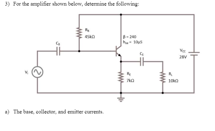 Solved b) The power supplied by the DC biasing source. c) | Chegg.com