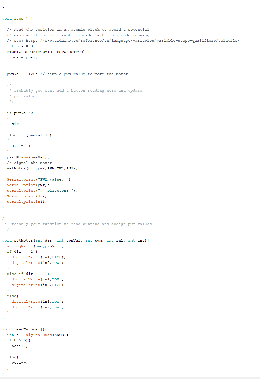 4. Modify the code to move the motor clockwise and | Chegg.com