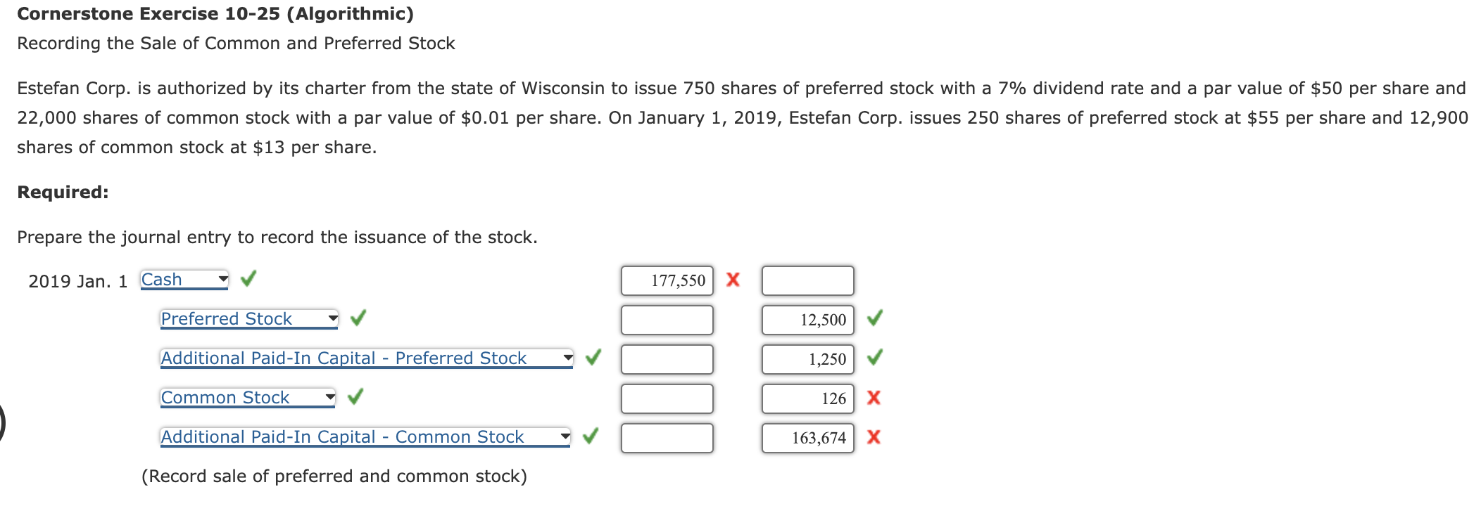 Solved Cornerstone Exercise 10-25 (Algorithmic) Recording | Chegg.com